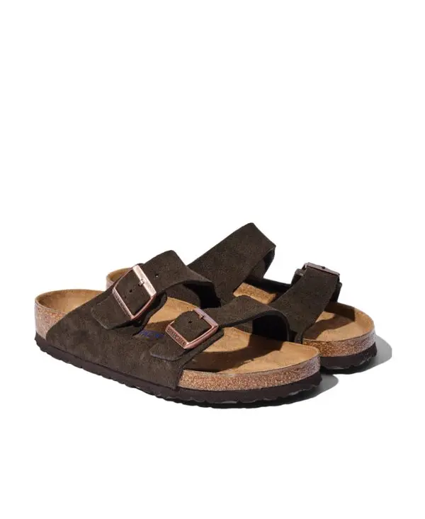 BIRKENSTOCK Suede Logo Slides - Black