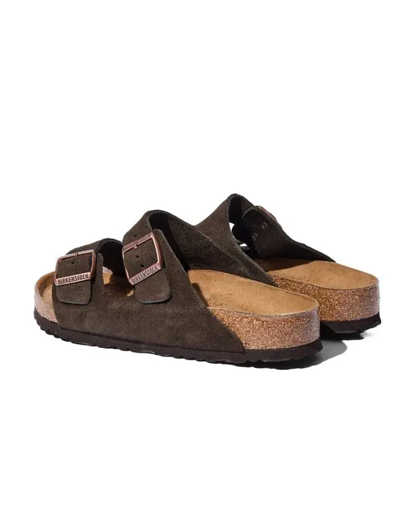 BIRKENSTOCK Suede Logo Slides - Black