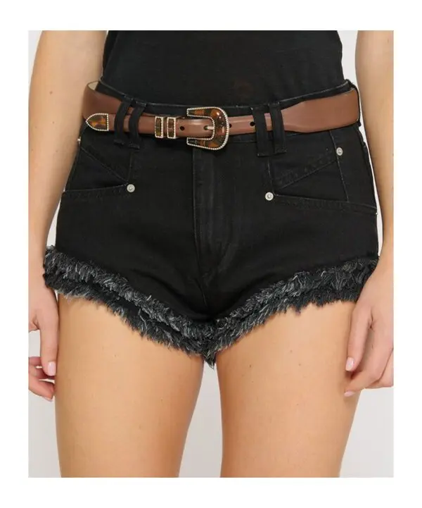 Isabel Marant Étoile Eneidala Frayed Hem Denim Shorts - Black