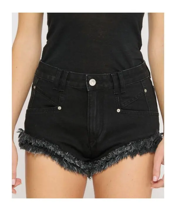 Isabel Marant Étoile Eneidala Frayed Hem Denim Shorts - Black