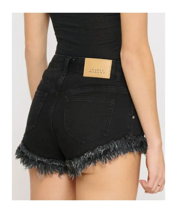 Isabel Marant Étoile Eneidala Frayed Hem Denim Shorts - Black