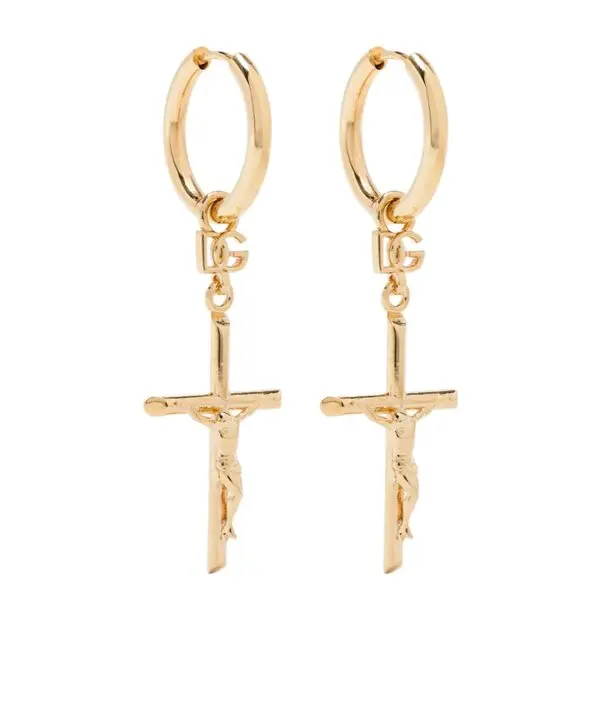 Dolce & Gabbana Gold Cross Dangle Earrings - Yellow