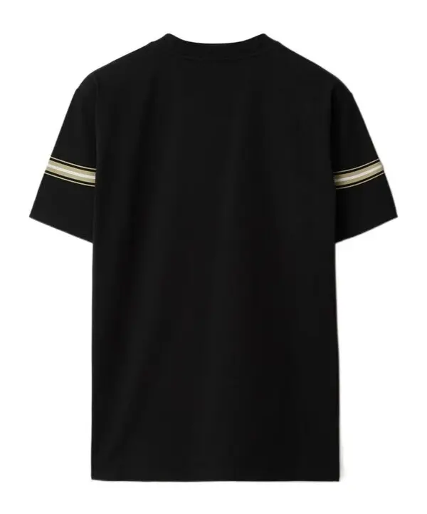 Burberry Striped-detail Cotton T-shirt - Black