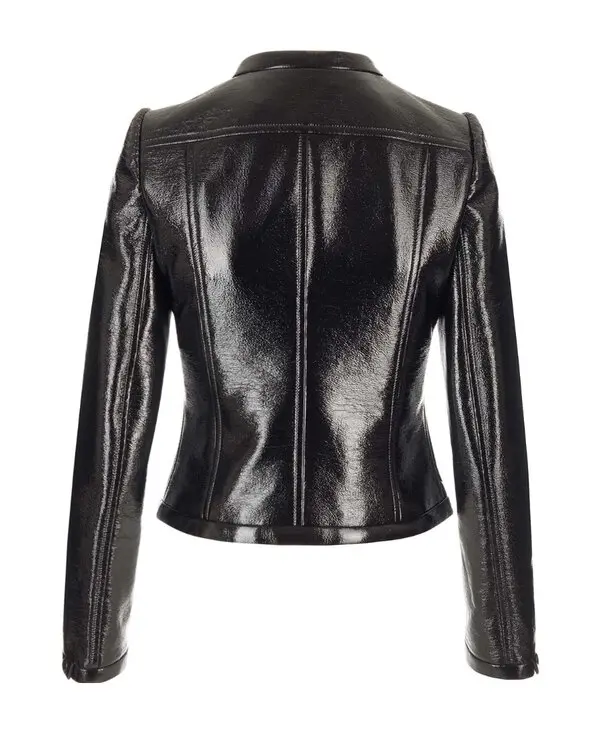 COURREGES Courrèges Vinyl Logo Patch Biker Jacket - Black