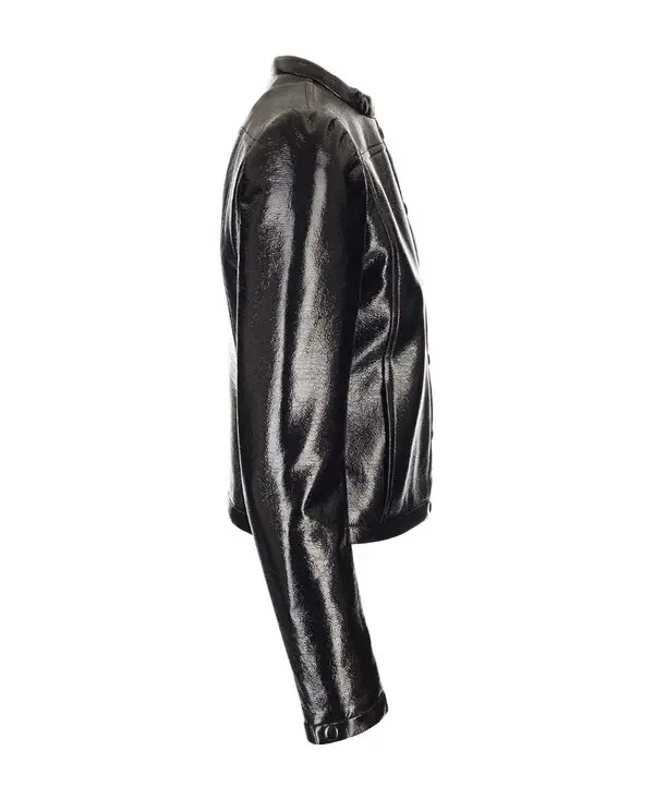 COURREGES Courrèges Vinyl Logo Patch Biker Jacket - Black