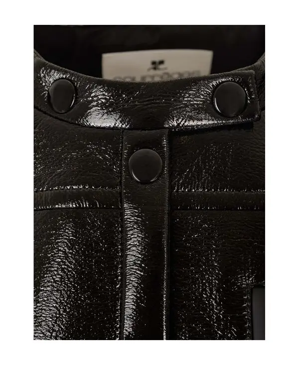 COURREGES Courrèges Vinyl Logo Patch Biker Jacket - Black