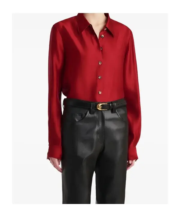Khaite Long Sleeve Buttoned Shirt - Crimson