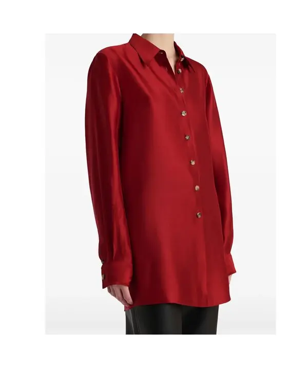 Khaite Long Sleeve Buttoned Shirt - Crimson