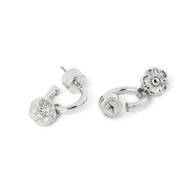 COACH Flower Pendant Hoop Earrings