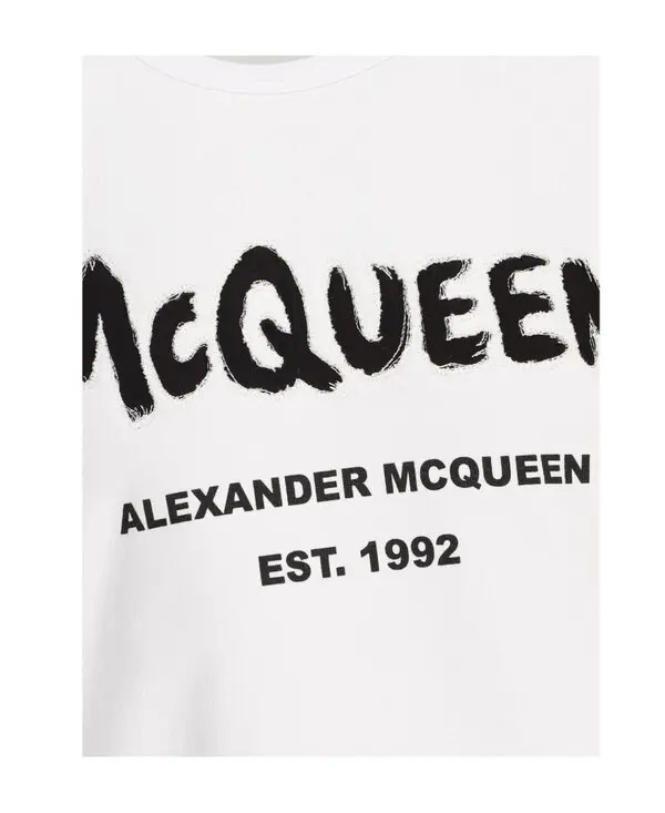 Alexander McQueen Graffiti Logo Oversized Sweatshirt - White