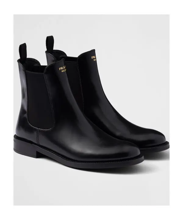 Prada Brushed Leather Chelsea Boots