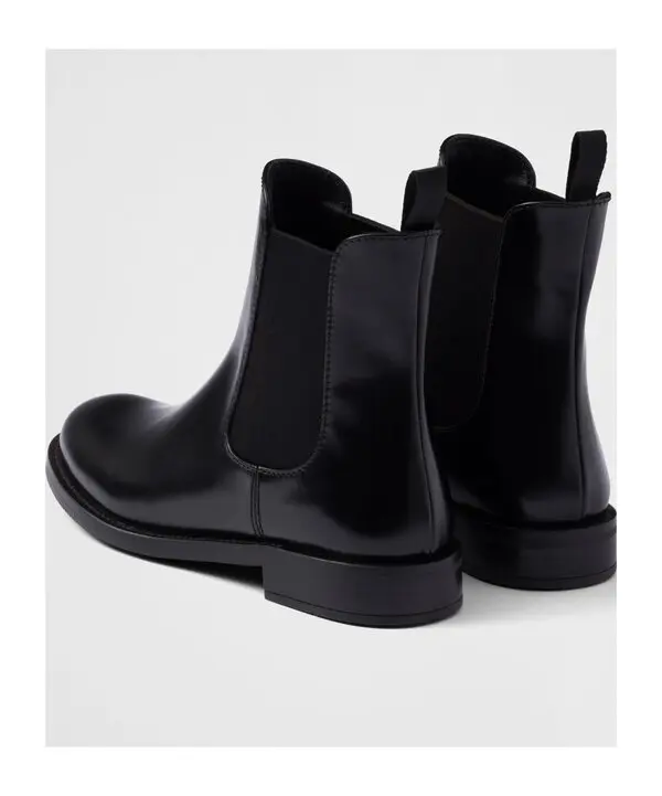 Prada Brushed Leather Chelsea Boots
