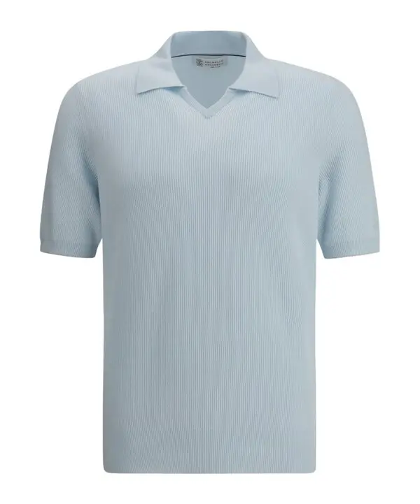 Brunello Cucinelli Fine-knitted Ribbed Polo Shirt