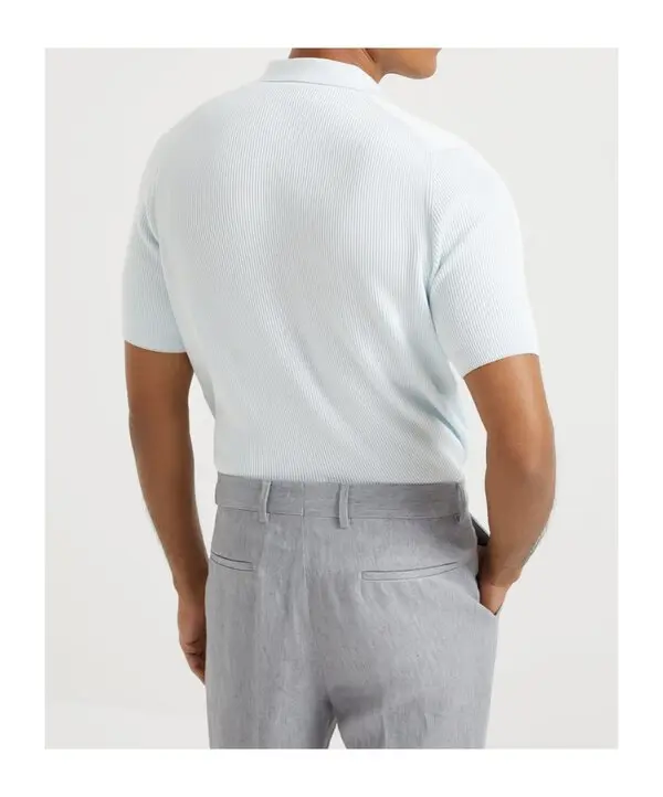 Brunello Cucinelli Fine-knitted Ribbed Polo Shirt