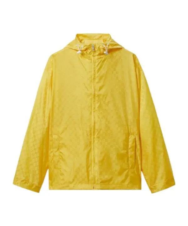 Gucci Gg Monogram Hooded Bomber Jacket - Yellow