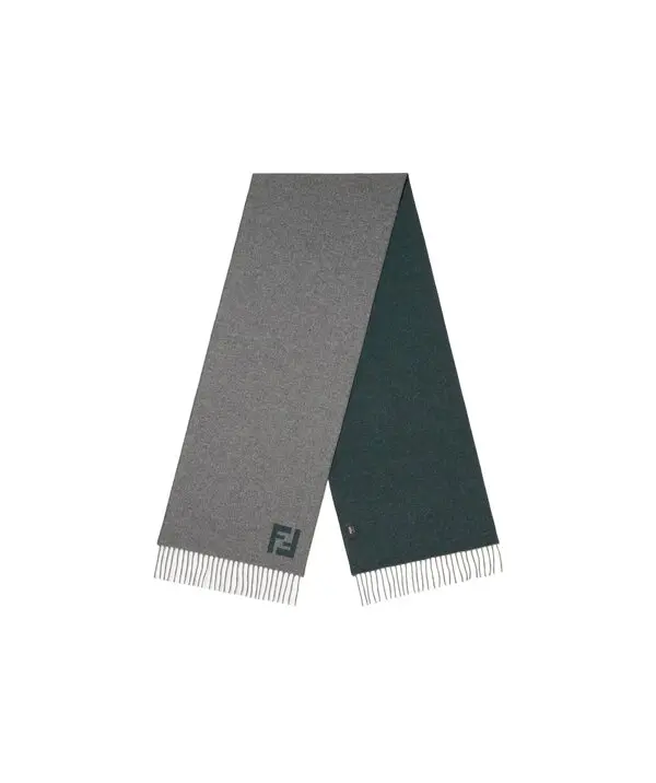 Fendi Ff Motif Fringed-edge Scarf - Grey