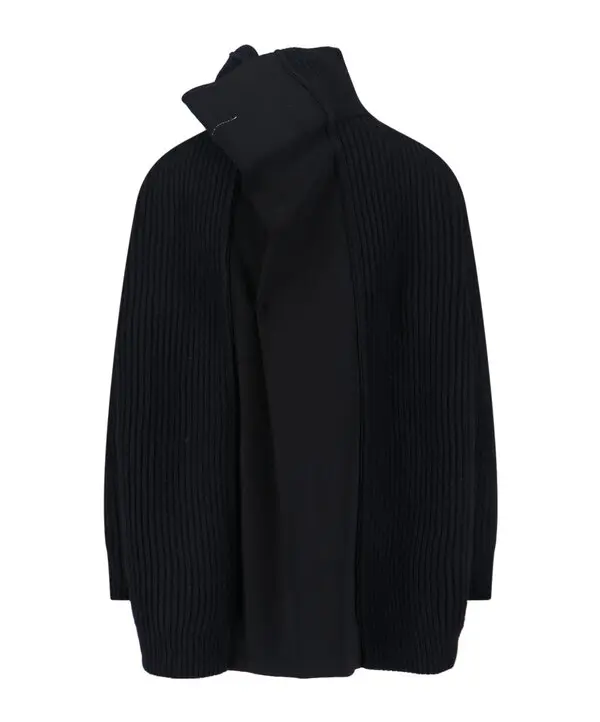 MAISON MARGIELA Ribbed Knit Cardigan Dress - Black