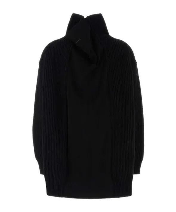 MAISON MARGIELA Ribbed Knit Cardigan Dress - Black