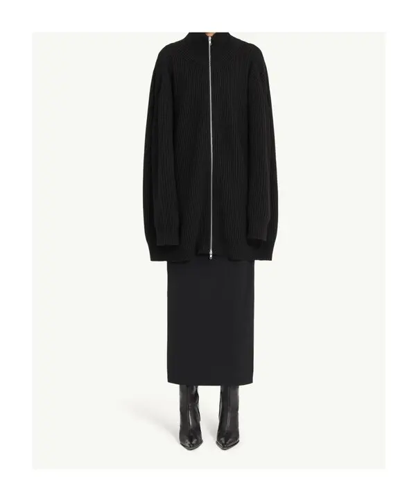 MAISON MARGIELA Ribbed Knit Cardigan Dress - Black