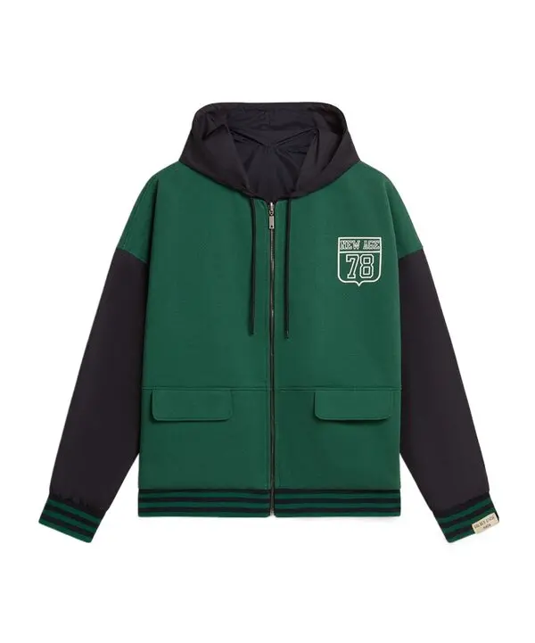 GOLDEN GOOSE Reversible Zip-up Drawstring Hoodie - Blue/green