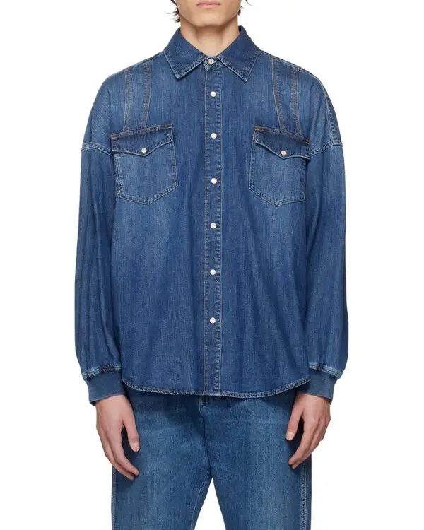 Alexander McQueen Buttoned Denim Shirt - Blue