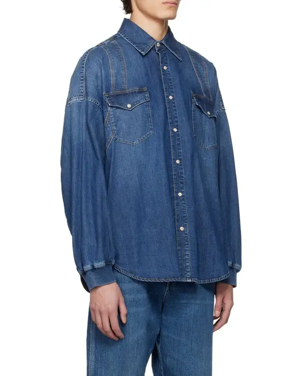 Alexander McQueen Buttoned Denim Shirt - Blue