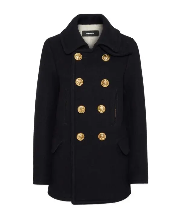 Dsquared2 Dean Double Breasted Peacoat - Blue
