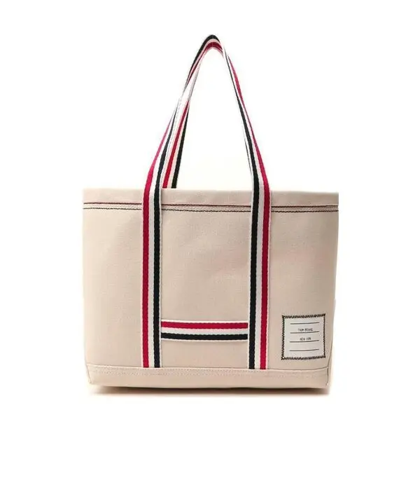 Thom Browne Striped Detail Tote Bag - Off White
