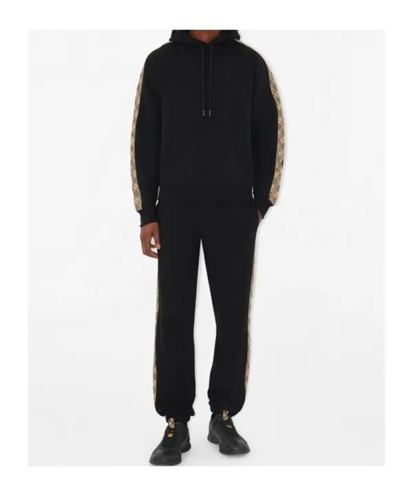 Burberry Ekd Embroidered Checked Drawstring Hoodie