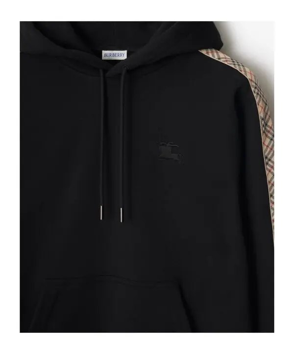 Burberry Ekd Embroidered Checked Drawstring Hoodie