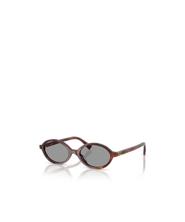 Miu Miu Oval Frame Sunglasses With Logo Detail - Gray