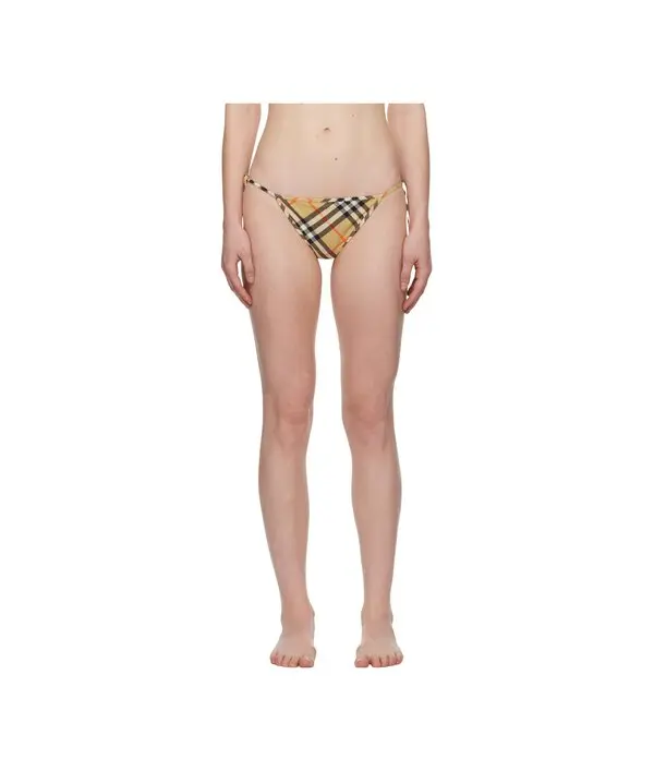 Burberry Checked Bikini Bottoms - Beige