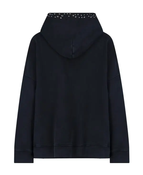 Versace Logo Embellished Hoodie - Black