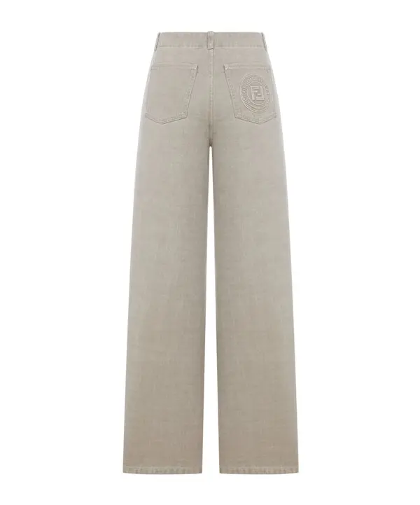 Fendi Logo Detailed Wide-leg Jeans