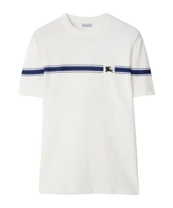 Burberry Logo Embroidered Striped T-shirt