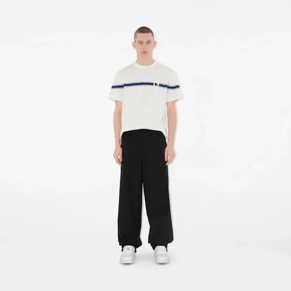 Burberry Logo Embroidered Striped T-shirt