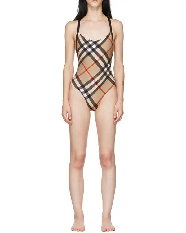 Burberry Checked Print Swimsuit