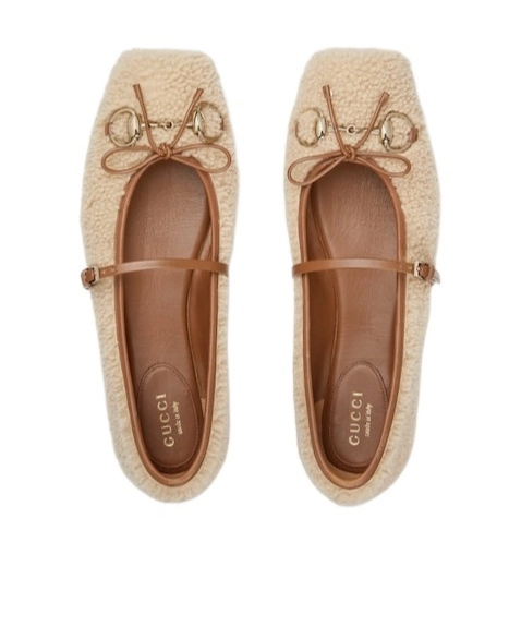 Gucci Horsebit Strap Ballet Flats - Light Beige