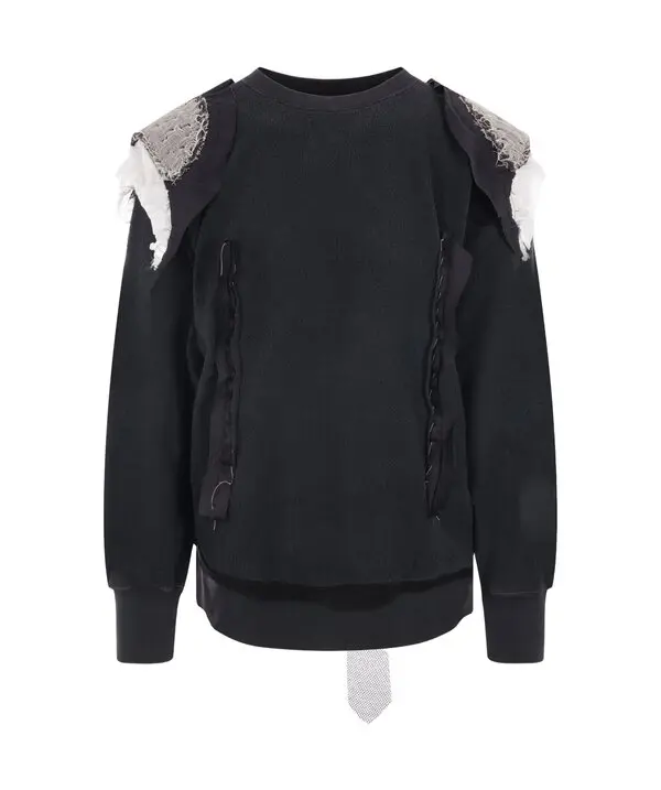 MAISON MARGIELA Terry-cloth Patchwork Sweatshirt - Black