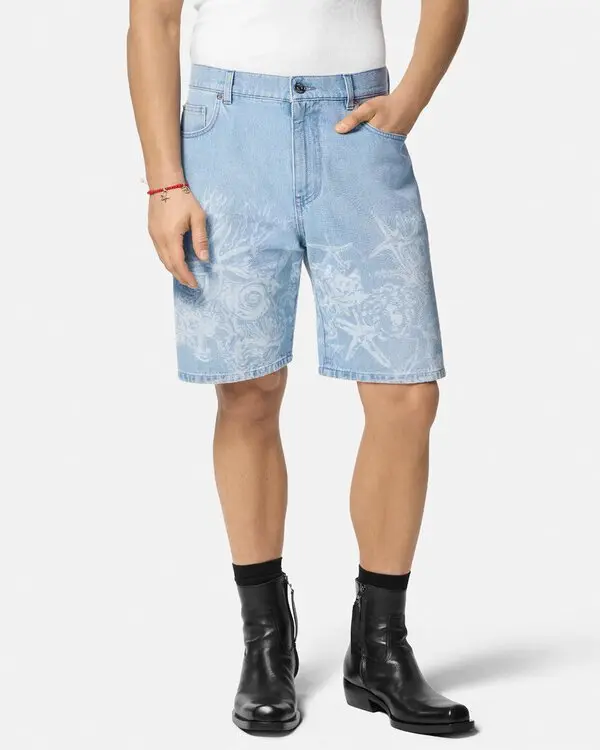 Versace Barocco Sea Denim Shorts