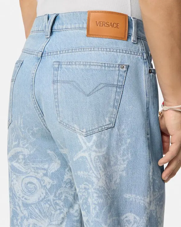 Versace Barocco Sea Denim Shorts