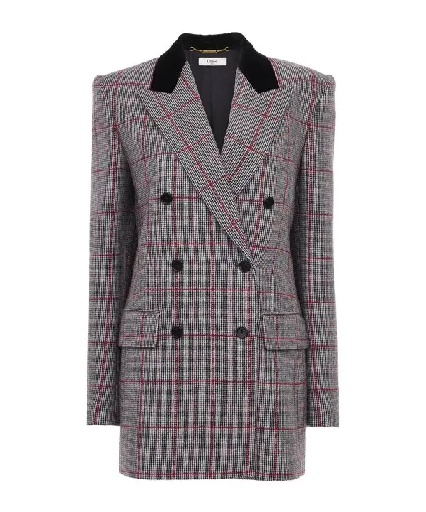 Chloé Double-breasted Plaid Blazer