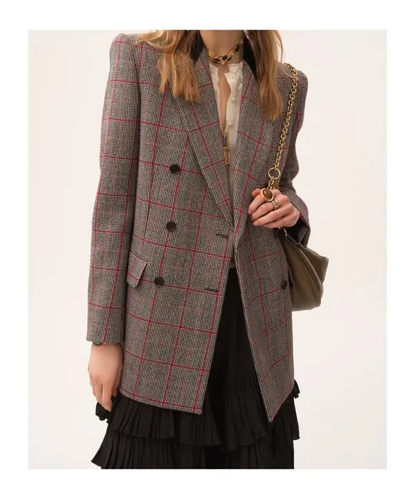 Chloé Double-breasted Plaid Blazer