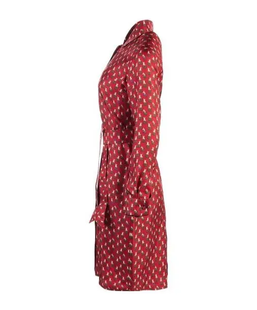 Max Mara Printed Long Sleeve Belted Dress