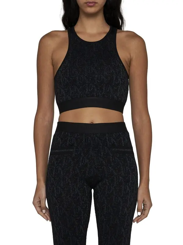 Palm Angels Monogram Jacquard Knitted Bra Top