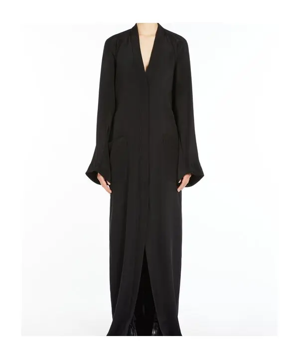 Max Mara V-neck Long-sleeved Maxi Dress With Slit