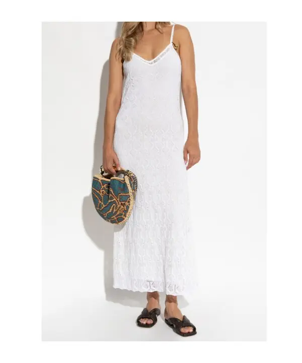 Bottega Veneta Open Knit V-neck Midi Dress