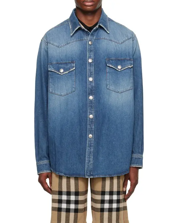 Burberry Long-sleeved Buttoned Denim Shirt