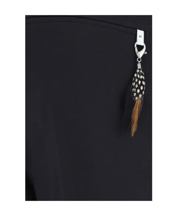 PT TORINO Tailored Cropped Trousers With Feather Detail - Black
