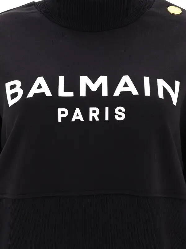 Balmain Logo Printed Cropped Sweatshirt